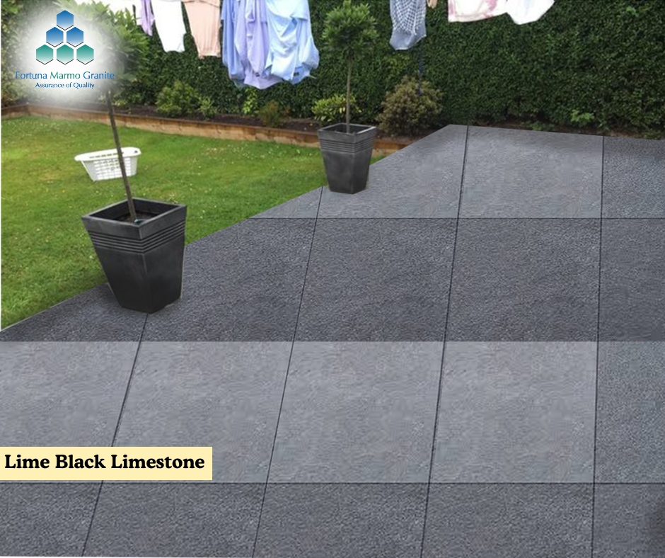 Lime Black Limestone Paving Supplier | Fortuna Marmo Granite